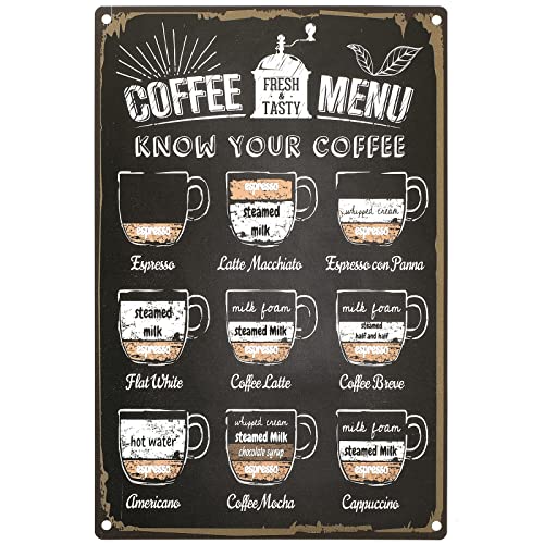 Buy Ripeng Coffee Menu Sign 12 x 8 Inch Coffee Sign Vintage Coffee Bar ...