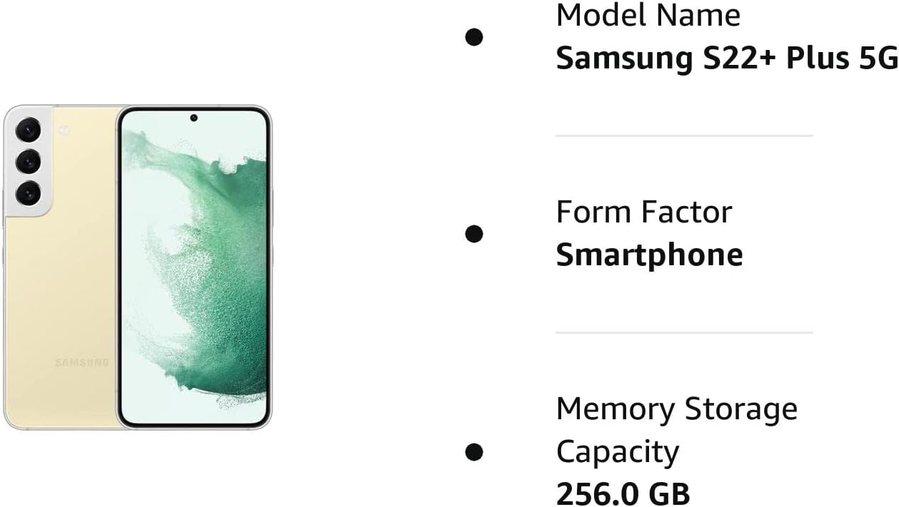 SAMSUNG Samsung Galaxy S22+ Plus 256GB Factory Unlocked SM-S906U1 Cream ...