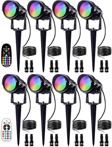 CRODIAL 15W RGB Landscape Lighting, LED Color Changing Landscape Lights ...