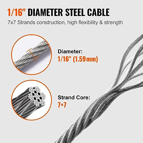 Snapklik.com : BestEquip 1/16 Wire Rope Kit, 304 Stainless Steel Cable