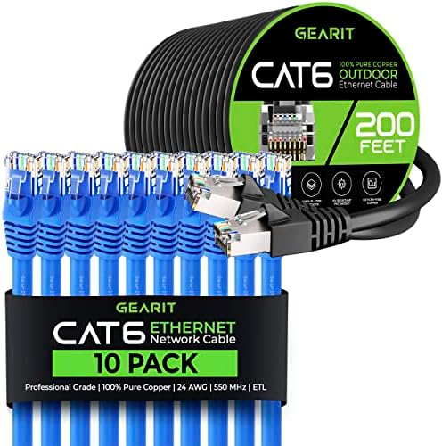 Amazon.com: GearIT 10Pack 6ft Cat6 Ethernet Cable & 200ft Cat6 Cable : Electronics