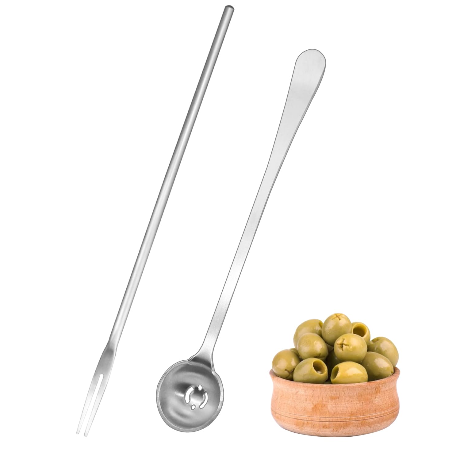 Amazon.com: 2 Pcs 8.7 Inch Pickle Fork and Olive Spoon Strainer Set 8.6 ...