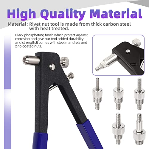 Swpeet 151Pcs M3 M4 M5 M6 M8 Rivet Nut with 10.6Inch Hand Rivet Tool ...