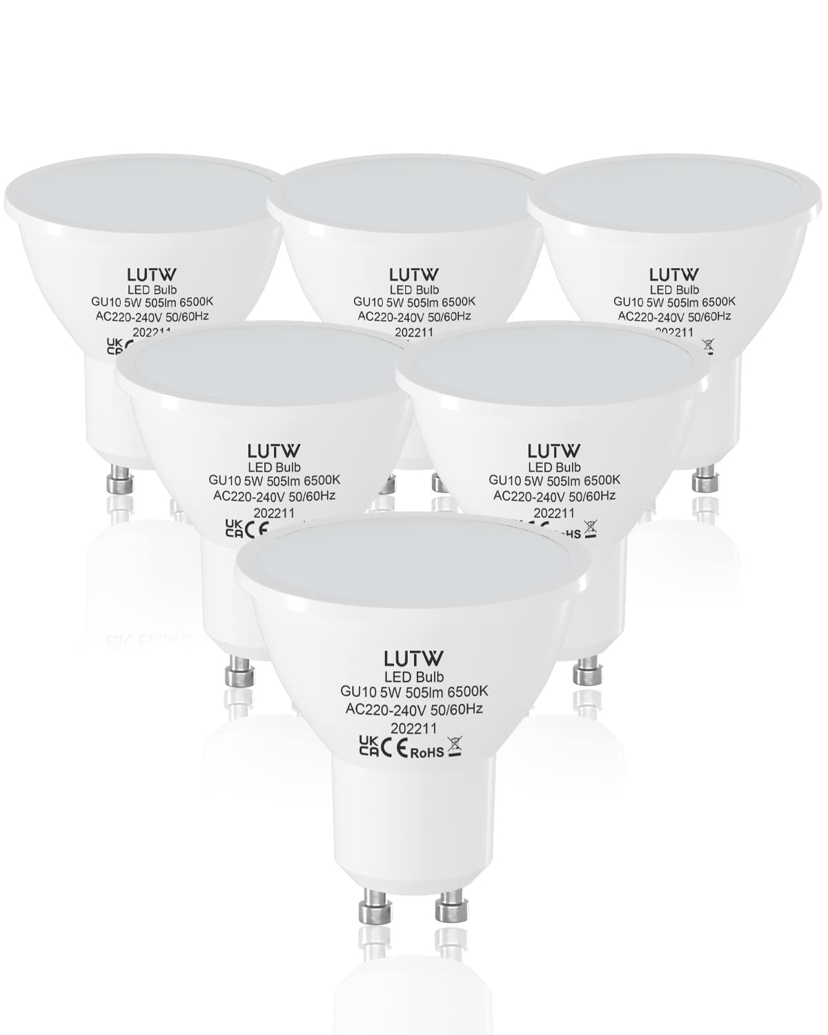 LUTW GU10 LED Bulbs Cool White, 5w Equivalent to 40W Halogen Spotlight ...