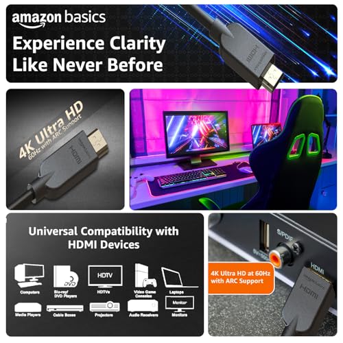 Amazon Basics Flexible Premium HDMI Cable (Black, 4K@60Hz, 18Gbps ...