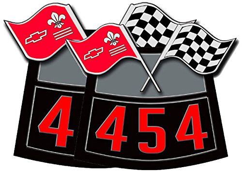 CHEVROLET 2pc SET Of 454 CROSS FLAGS AIR CLEANER TOP LID DECALS ...