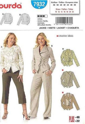 Burda Miss & Plus Size Jacket Pattern 7932, Size 10-22 : Amazon.ca: Home