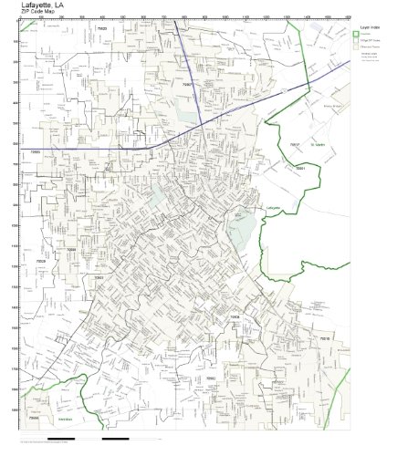 Amazon.com : ZIP Code Wall Map of Lafayette, LA ZIP Code Map Laminated ...