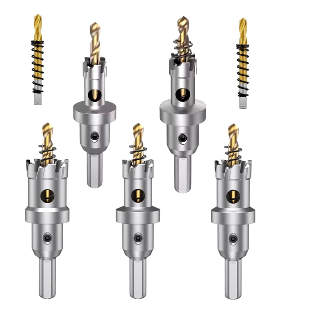 ASNOMY 7PCS TCT Hole Saw Kit for Hard Metal, 9/16"-1" Inch Tungsten ...