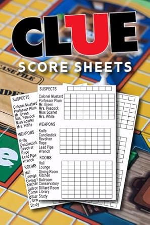 Amazon.com: Clue Score Sheets: Mastermind Your Deductions in the ...