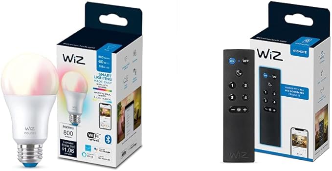 WiZ Smart Lighting Bundle - Color Bulb + Remote Control (1 Count ...