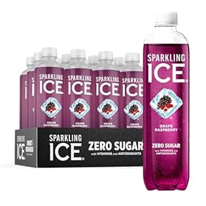 Amazon.com: Sparkling Ice, Grape Raspberry Sparkling Water, Zero Sugar Flavored Water, with ...