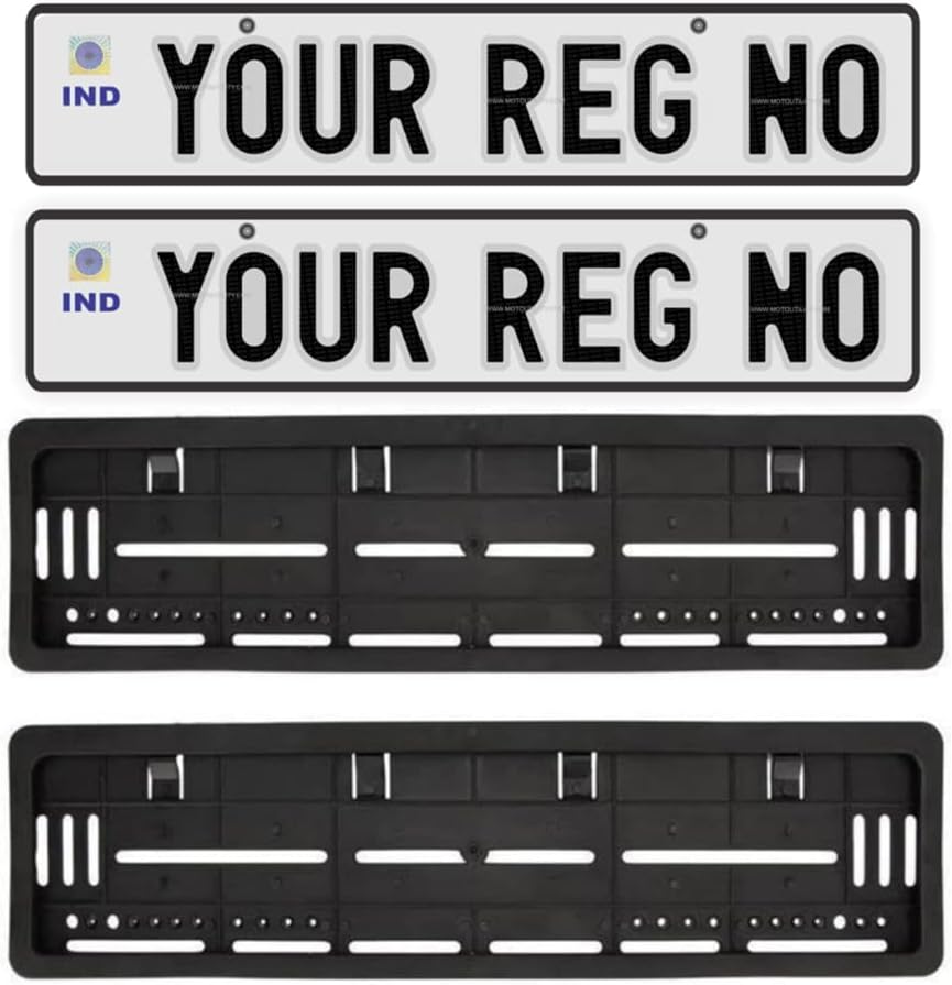 Moto Utility Car Number Plate Set with Black Frames | IND Font ...