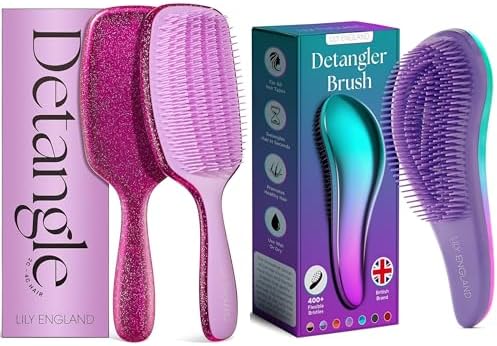 Amazon.com : Ombre Detangler Brush and Purple Glitter Curly Detangling ...