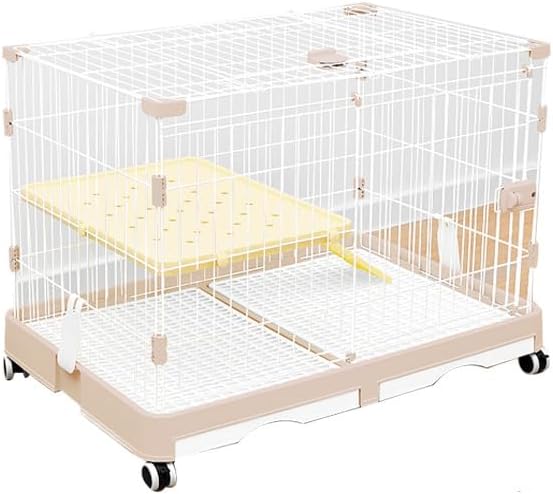 Amazon | ウサギ家庭用引き出し式自動排泄物大型ウサギの巣ダッチブタハムスターケージダブルヴィラペットウサギケージ | SheAgo ...