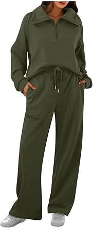 Amazon.com: Sweat Suits for Womens 2 Piece Oversized Half Zip Sweatsuit ...