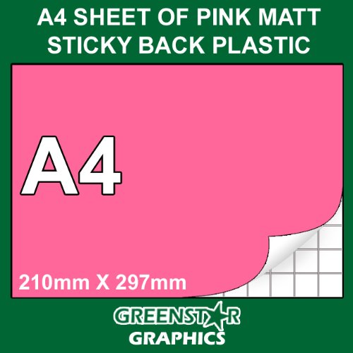 10 SHEET BIG VALUE PACK - A4 SIZE PINK MATT FABLON TYPE STICKY BACK ...