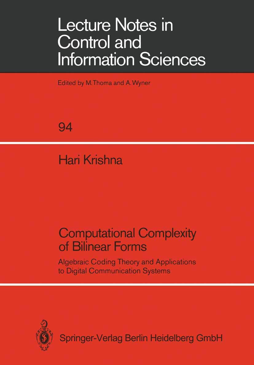 Computational Complexity Of Bilinear Forms Algebraic Coding Theory And