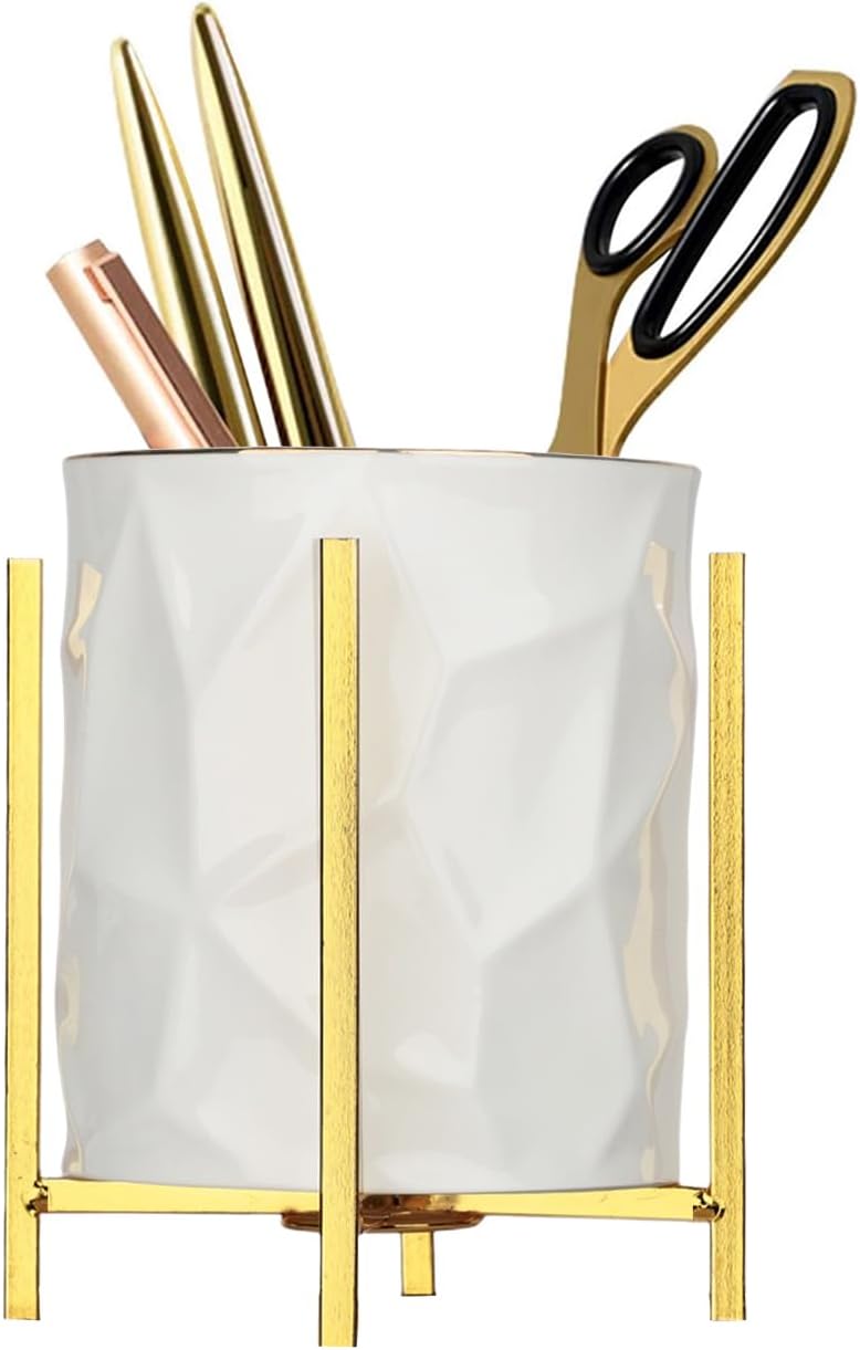 Amazon.com: YOSCO Ceramic Irregular Round Pen Holder For Desk Cute ...