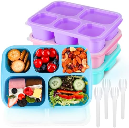 Amazon.com: MaMix Bento Box Adult Lunch Box, 5 Compartment Bento Box for Adults 4 Pack, Reusable ...