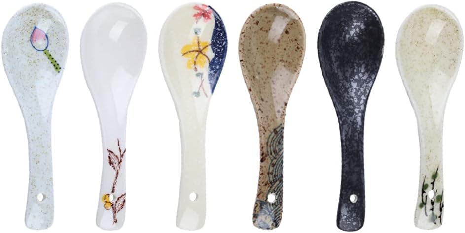DOITOOL 6pcs Asian Soup Spoons Large Ceramic Chinese Soup Spoons Set ...