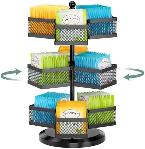 Amazon.com: EsLuker.ly Tea Bag Organizer Rack for Countertop, Spinning ...