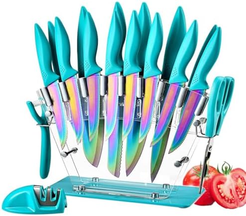 Amazon.com: Kitchen Knife Set, 18 PCS Knife Set with Acrylic Block and ...