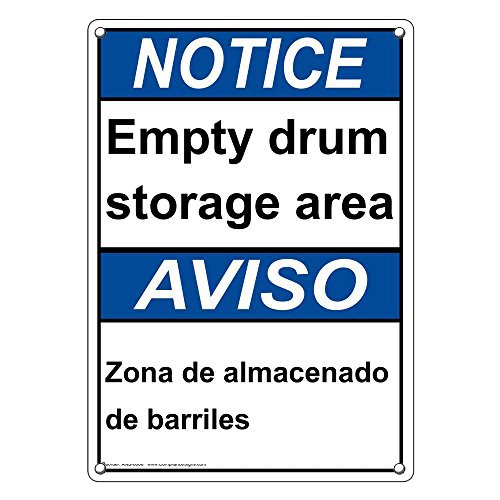 Weatherproof Plastic Vertical ANSI Notice Empty Drum Storage Area ...