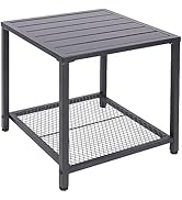 Amazon.com : ALBOMI 20 Inch Patio Coffee Table, 2-Layer Metal Square ...