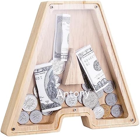 Kinsinder Wooden Letter Money Box, Personalized Letters Wooden Piggy ...