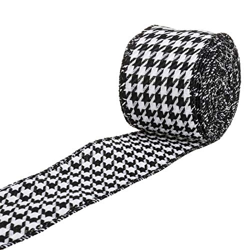 Snapklik.com : ATRBB Black And White Houndstooth Wired Edge Ribbon, 2 1 ...