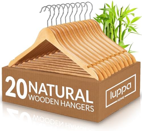 Amazon.com: Premium Wooden Hangers 20 Pack - Durable Non Slip Coat ...