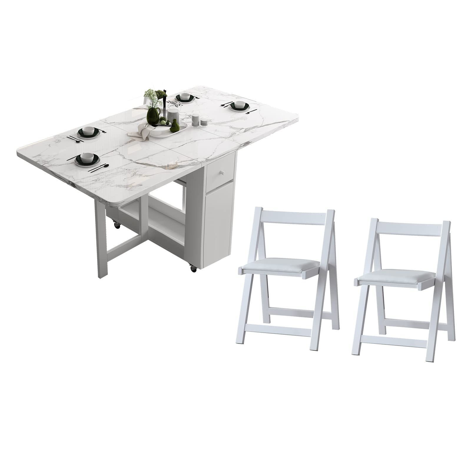 Amazon.com - FUNROLUX Folding Dining Table and 2 Piece Folding Dining ...