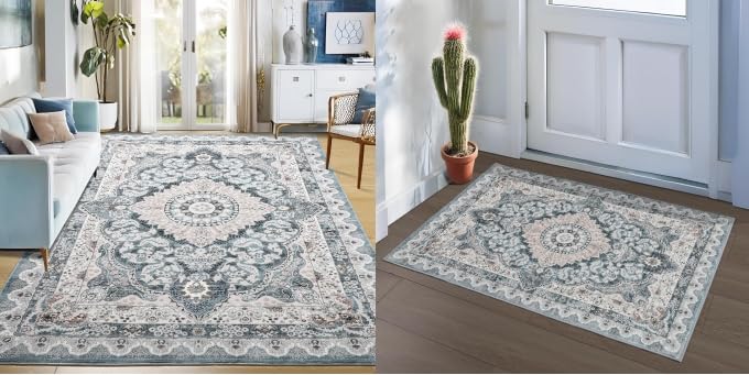 Amazon.com: Foxmas 6x9 Blue Area Rugs for Living Room and 2x3 Small ...