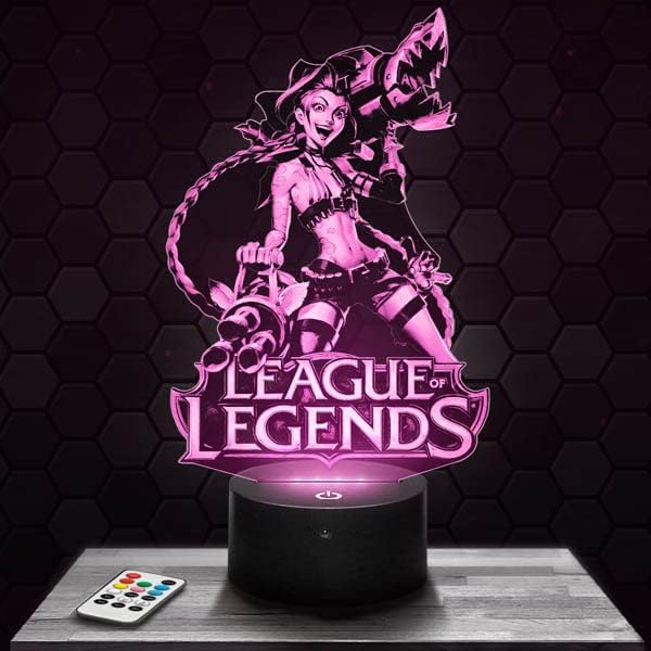 Nachttischlampe, Touch-Nachtlicht League of Legends Jinx 3D-LED-Lampe ...
