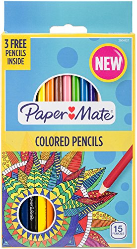 Paper Mate 2004927 Colored Pencils, Assorted Colors, Pre Sharpened, 15 ...
