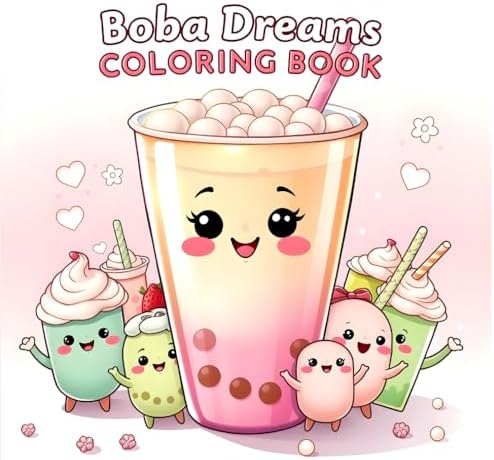 Amazon.co.jp: Boba Dreams Coloring Book: 40 Bold and Easy Kawaii Bubble ...