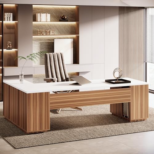 Amazon.com: Tribesigns 85.8-Inch L-Shaped Executive Office Desk with ...