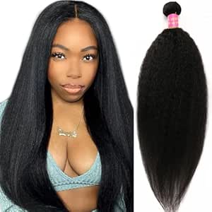 Amazon.com : Kinky Straight Bundles Human Hair 18 Inch Yaki Straight Bundles Kinkystraight 12A ...