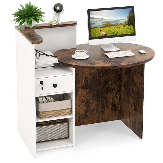 TEKAVO Office Table I Reception Table I Computer Desk for Home Office I ...