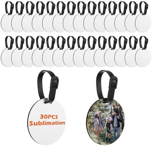 Amazon.com | 30 Pcs Sublimation Blanks Luggage Tag Round Bulk MDF with ...