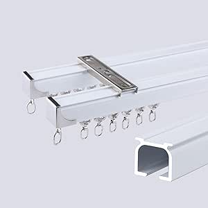 Amazon.com: JEDAL Aluminum Curtain Track Heavy-Duty Curtain Double Rails Ceiling/Wall Mounting ...