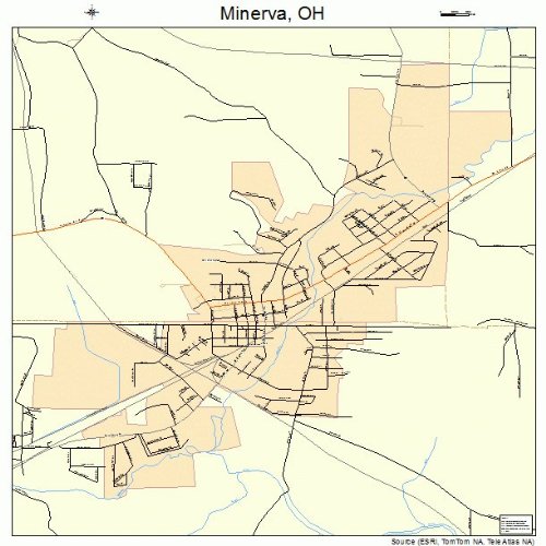 Large Street & Road Map of Minerva, Ohio OH - Printed poster size wall ...