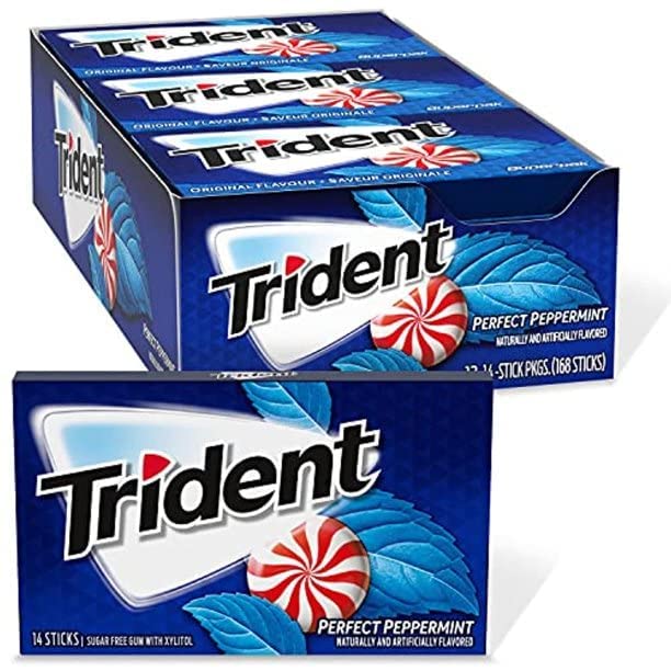 Trident Perfect Peppermint Sugar Free Gum 14 Sticks (Pack Of 12 ...