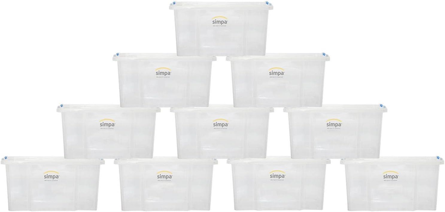 50 Litre 50L Stackable Plastic Storage Box with Clear Click Lock ...