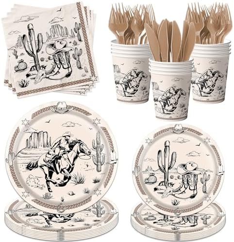 Amazon.com: Wiooffen 48PCS Western Paper Plates Western Cowgirl Party ...