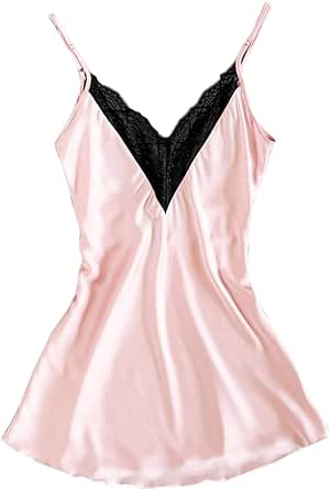 Amazon.co.jp: [Timsa] 冷感インナー レディース スリップ キャミソールワンピース サテン セクシー 人気 スリップ レディース ロング 接触冷感 ナイトウェア ルーム ...