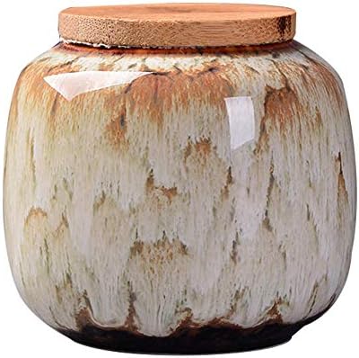 Amazon.com: Ceramic Tea Canister with Airtight Wood Lid Vintage Chinese ...