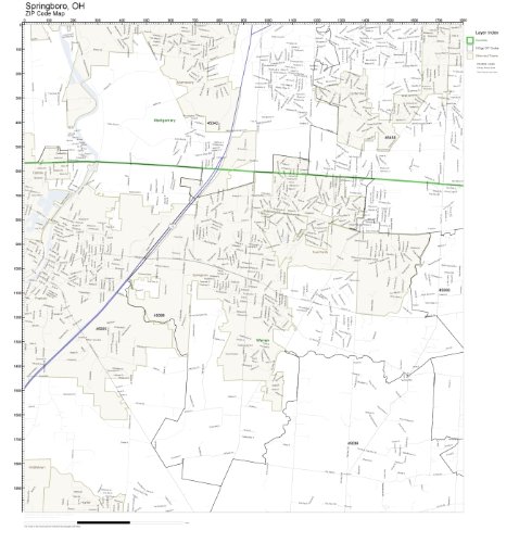 Amazon.com : ZIP Code Wall Map of Springboro, OH ZIP Code Map Laminated ...