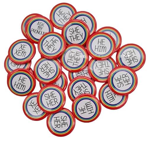 Pride and Pronouns Bulk Pack of My Pronouns Are Badges, Rainbow Border ...